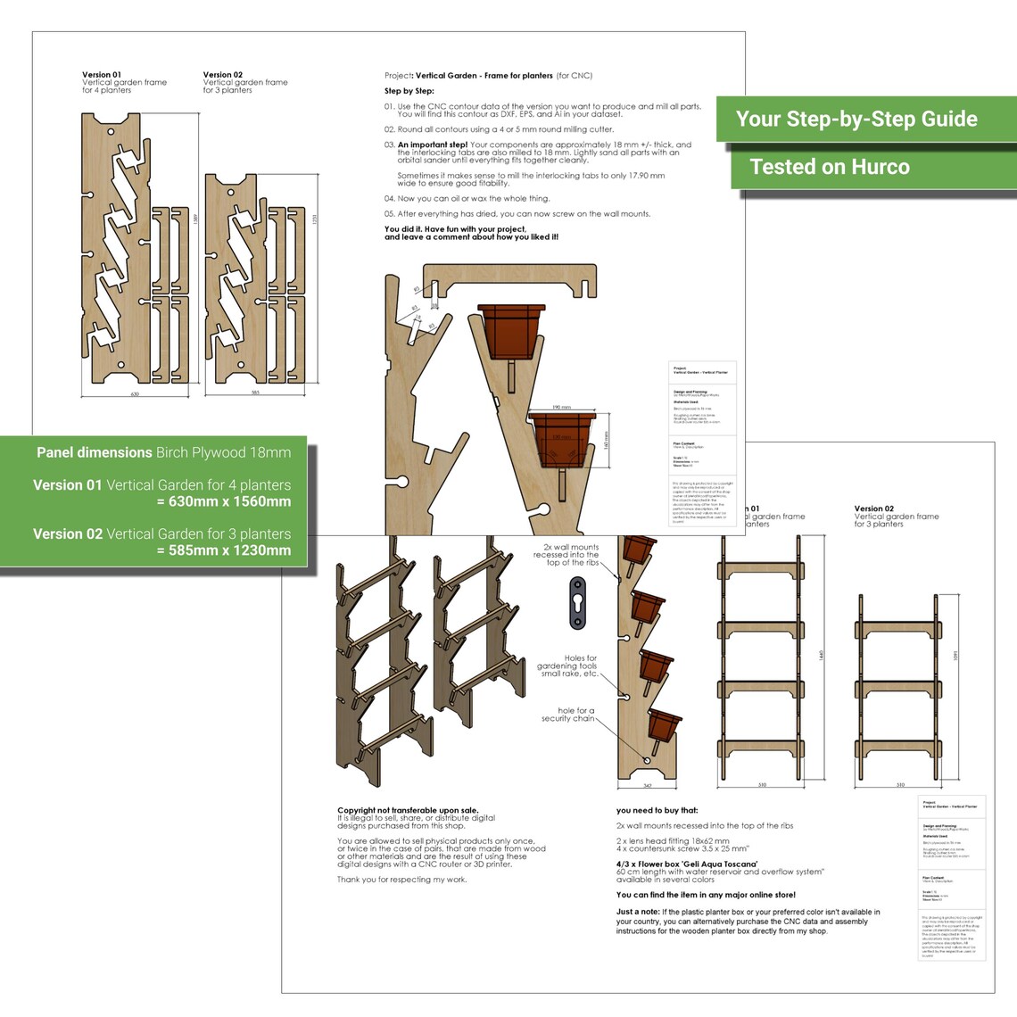 Vertical Garden – Plywood Frame for Planters. CNC Files in Dxf, Eps, Ai ...