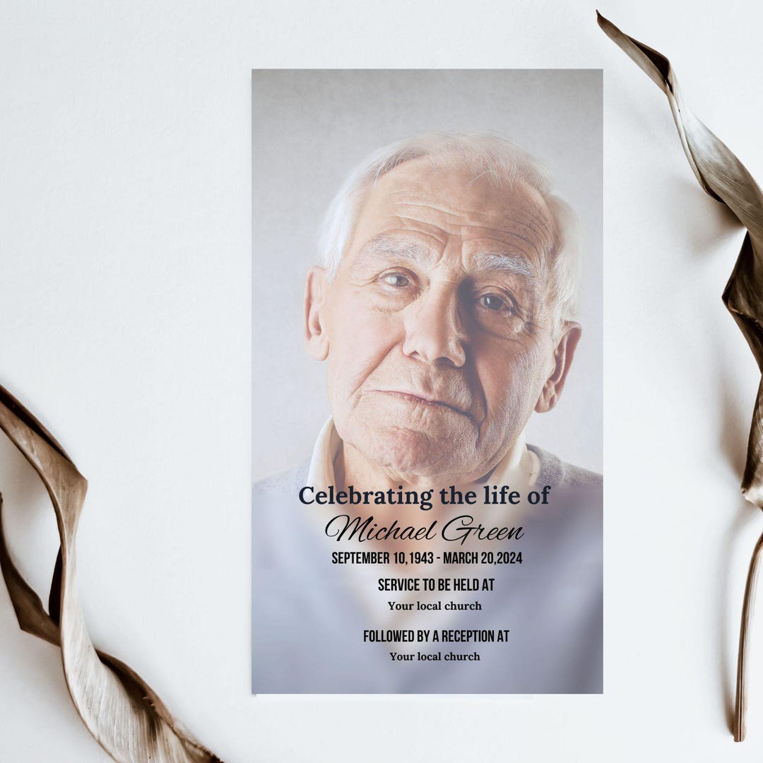 Digital Funeral Invitation Template Personalized Memorial Tribute ...