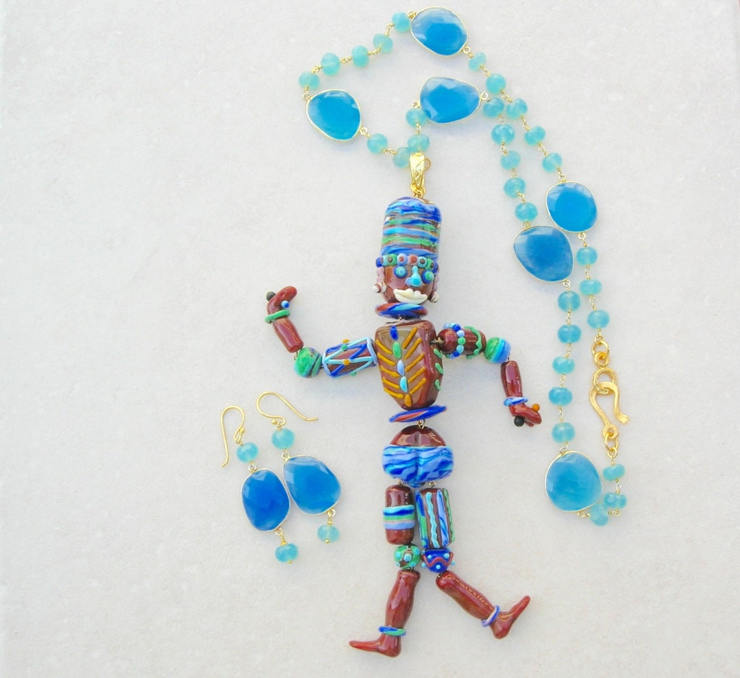 FABULOUS Confusion Man-2 Faces, Handcrafted Lampwork Glass Doll 22" by ...