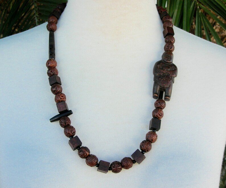 Mendicant Wood Buddhist Monk Necklace Square Wood Beads & - Etsy