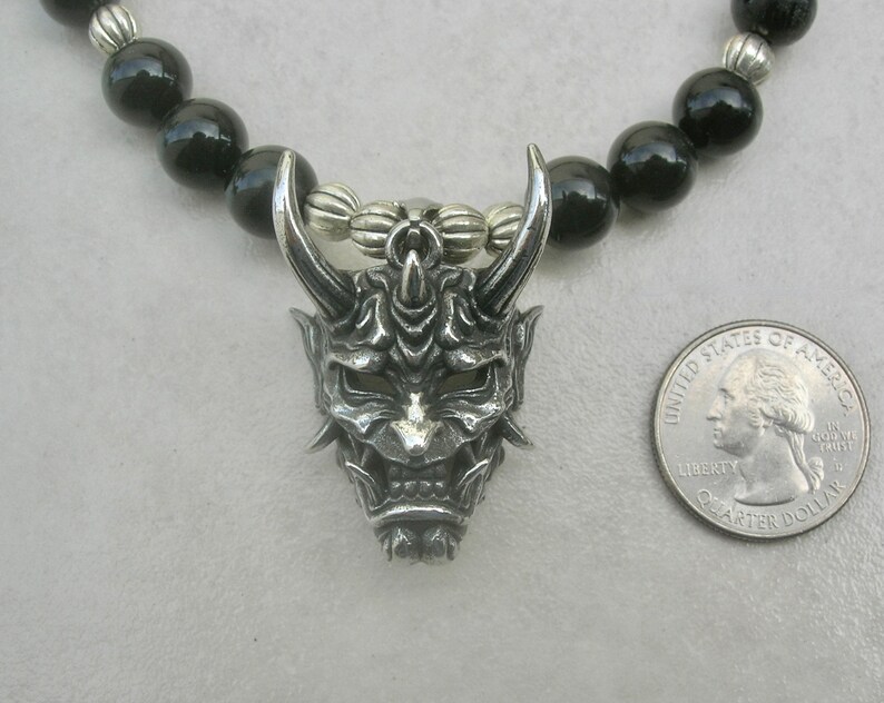 Japanese "hannya" Oni (demon) Mask, Stainless Steel Pendant, 18" Unisex ...