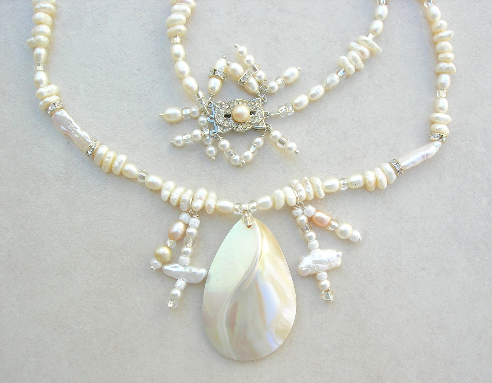 Nautilus Shell Pendant Pearls & Rhinestones Antique Majorca - Etsy