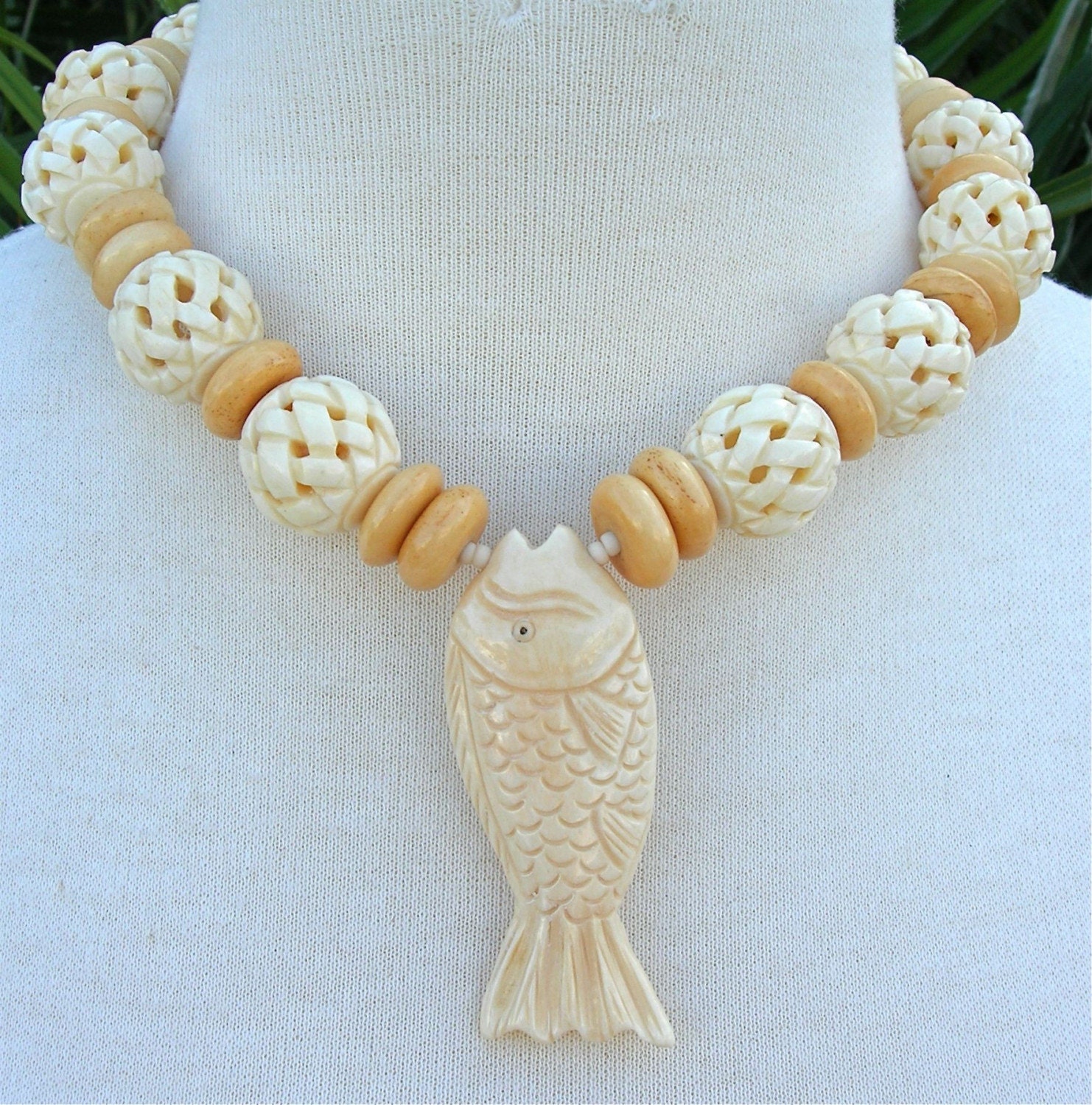 Fish Necklace Bone Pendant Beautiful Bone woven - Etsy UK