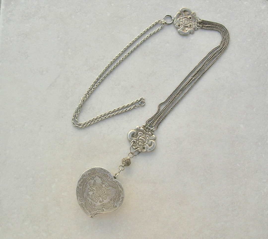 RARE Antique Opium Box on Original Long 12" Chain Plus 17" New Silver ...