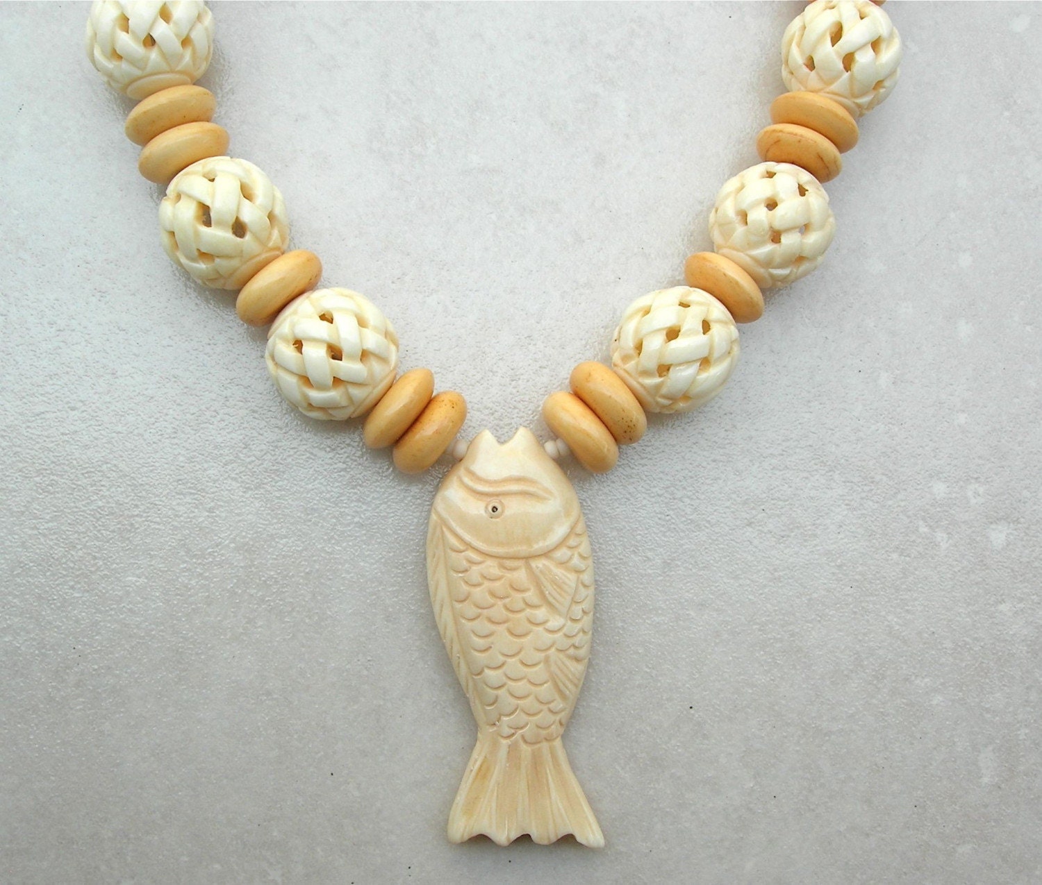 Fish Necklace Bone Pendant Beautiful Bone woven - Etsy UK