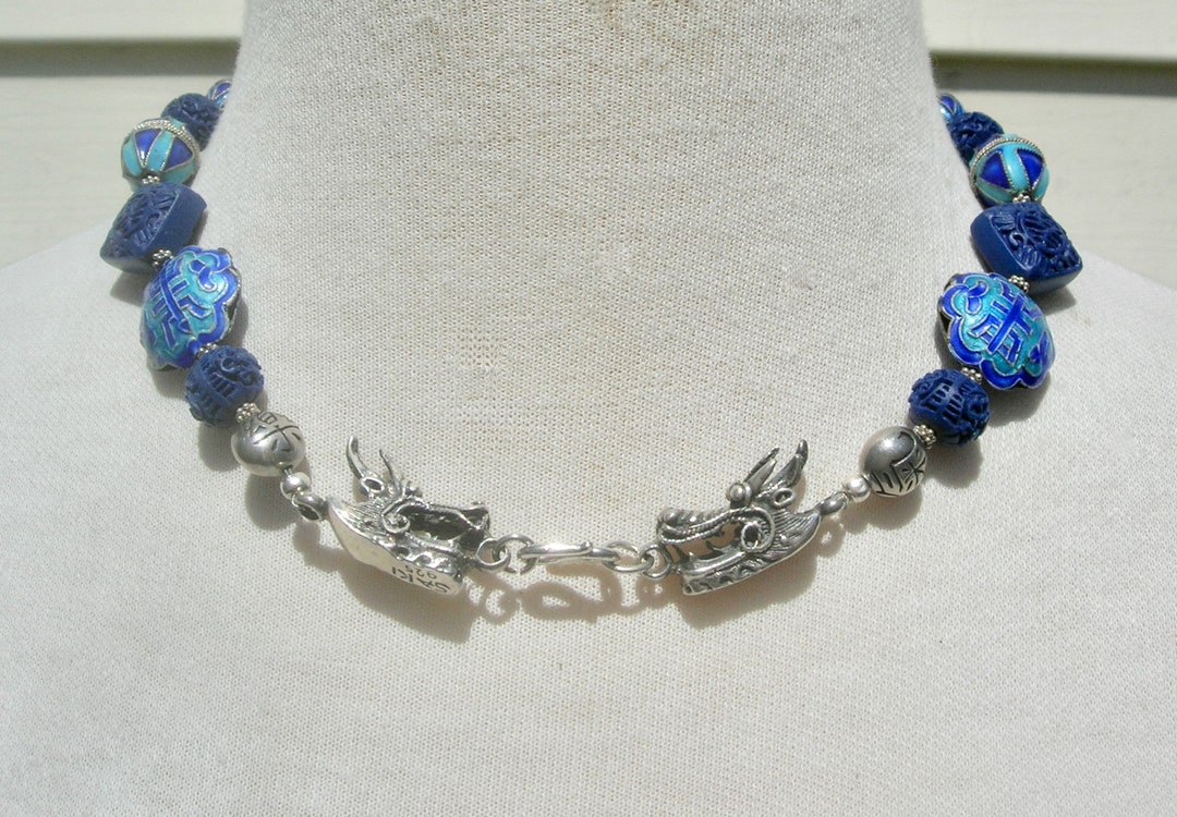 Dragon Necklace, Fabulous Dragon Clasp & Chinese Cloisonné Beads, Year ...