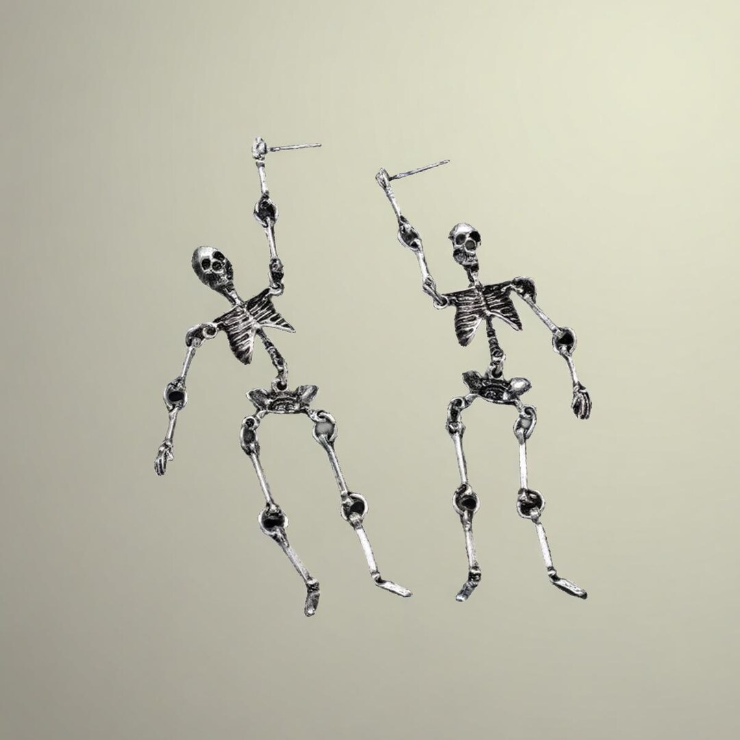 Stainless Steel Dancing Skeleton Drop Earrings, Articulated Skeleton ...