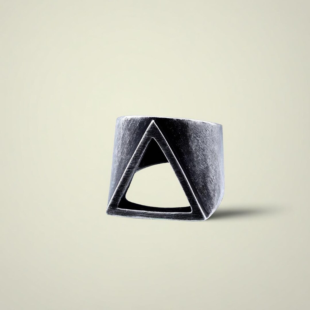 Hollow Triangle Titanium Steel Ring, Geometric Minimalist Men’s Jewelry ...