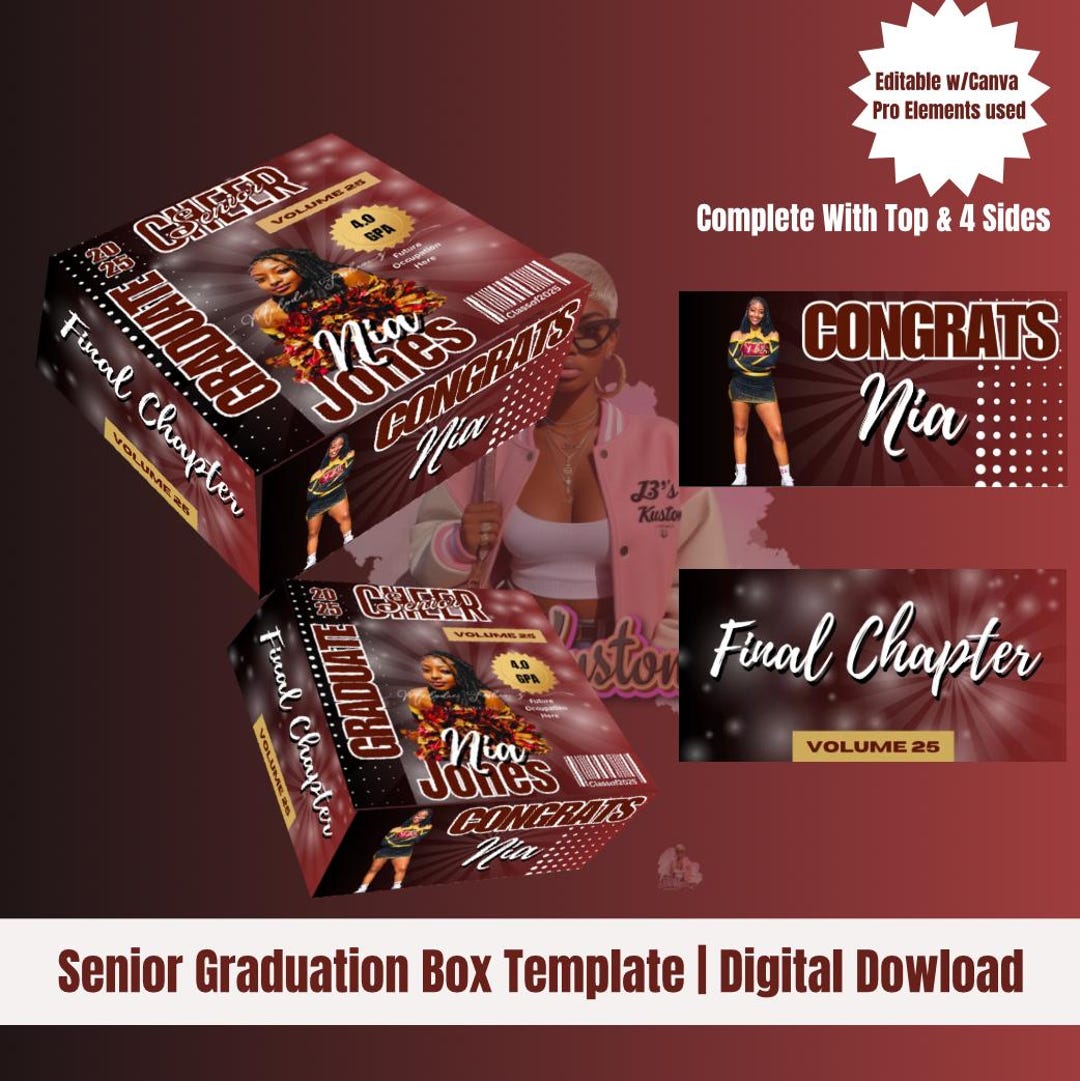 Grad Box Template, Graduation Gift, Class of 2025, Personalized ...