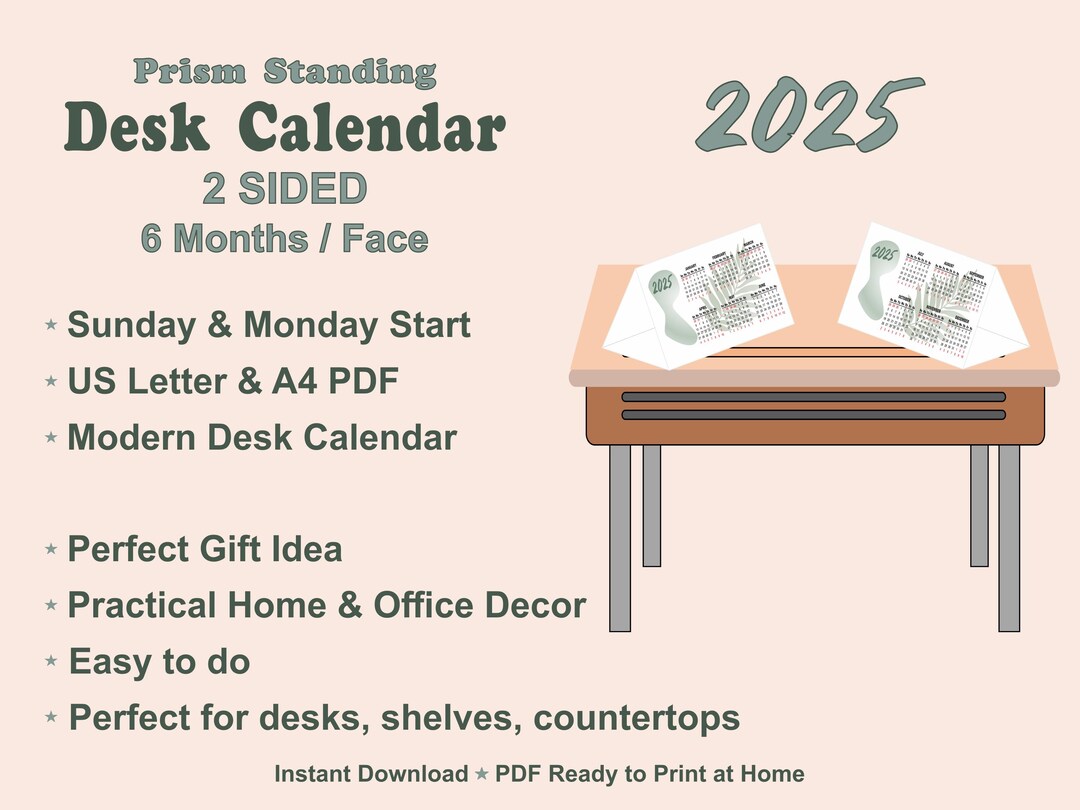 2025 Triangular Prism Calendar, Stylish Double-sided Desk Yearly ...