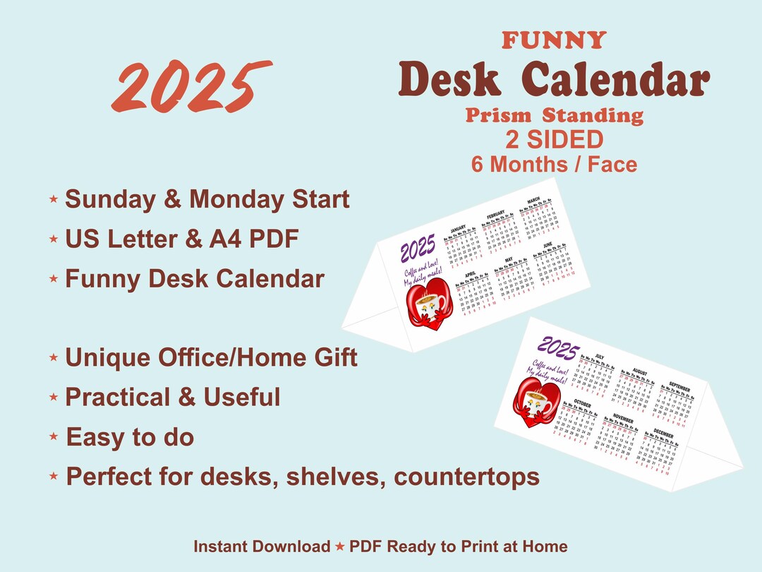 2025 Funny Desk Calendar Double-sided Triangular Prism Design for Year ...