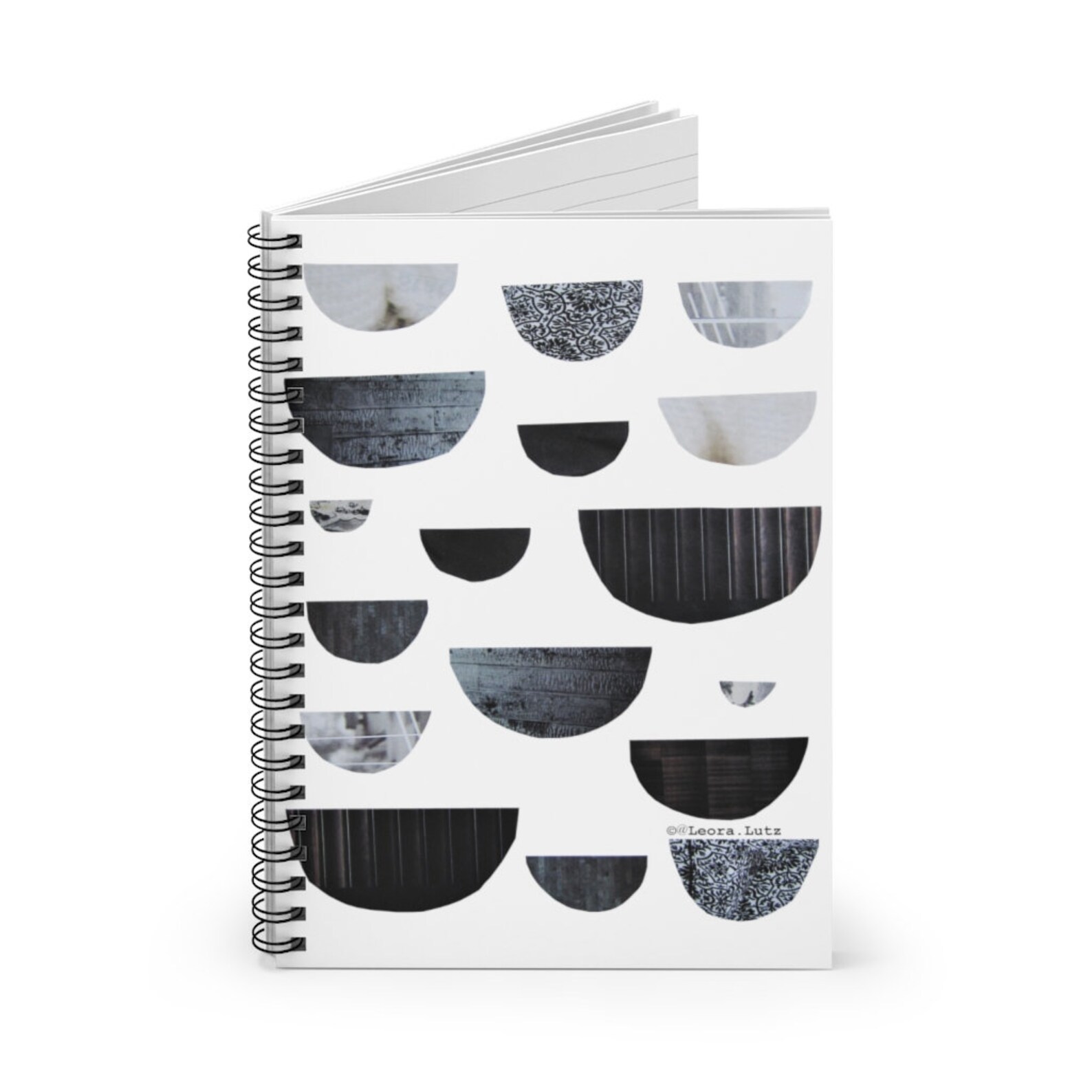 Modern Minimal Black and White Pattern Half Circles Notebook | Writing ...
