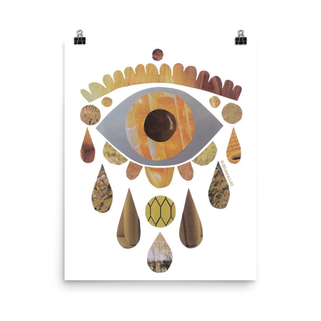 Print Evil Eye Crying Tears of Joy | Yellow Grey Protection Symbol ...