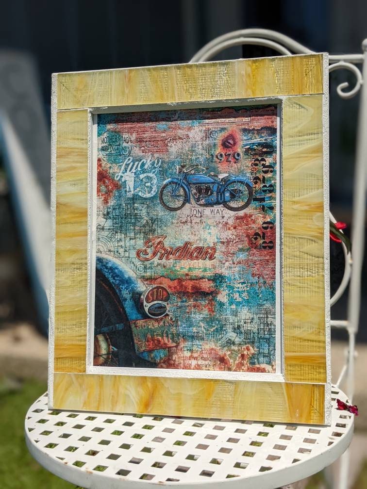 Mosaic Frame With Indian Motorcycle Wall or Tabletop Art - Etsy