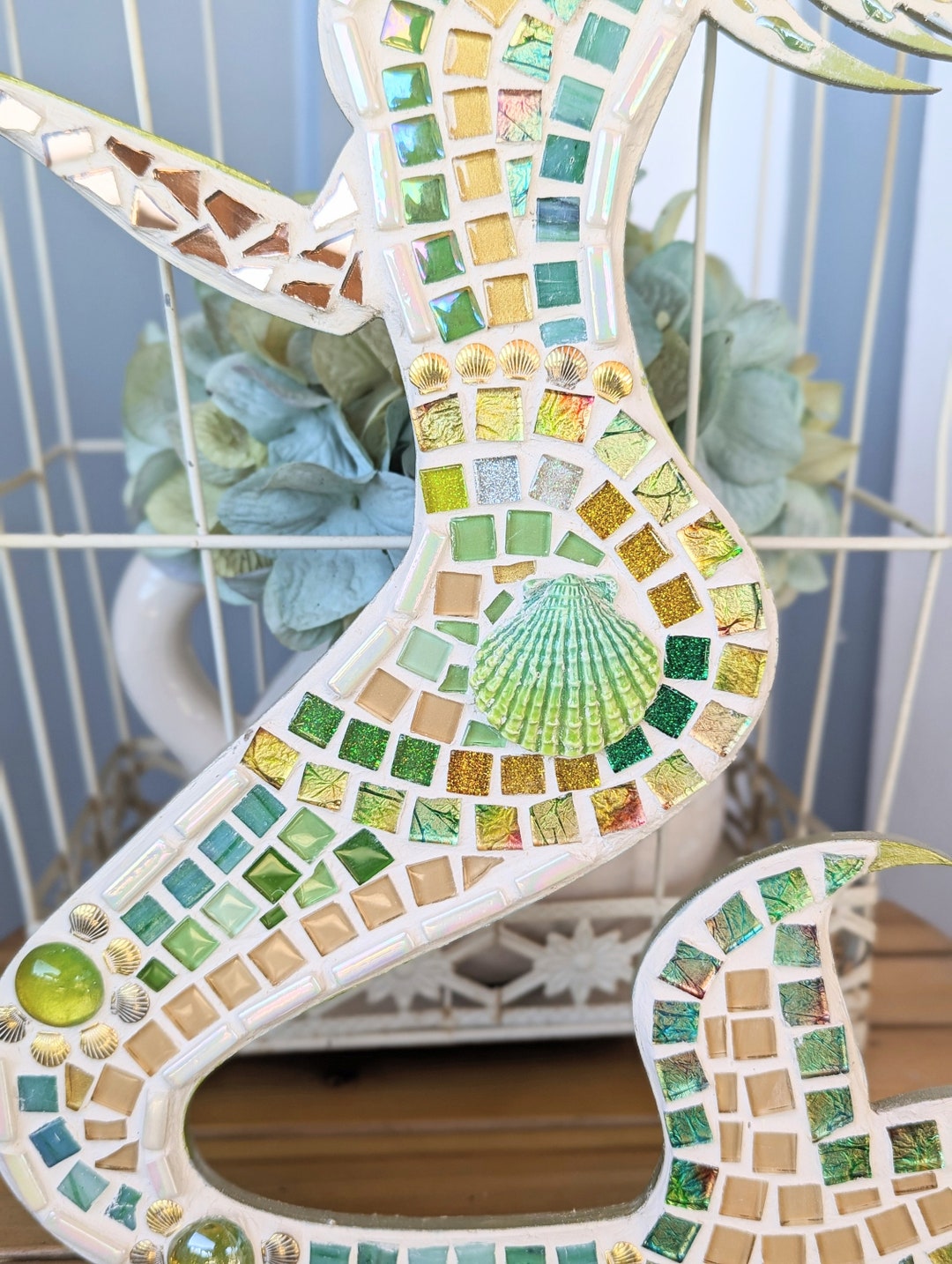 Mermaid Mosaic Shape Green-gold Lady - Etsy