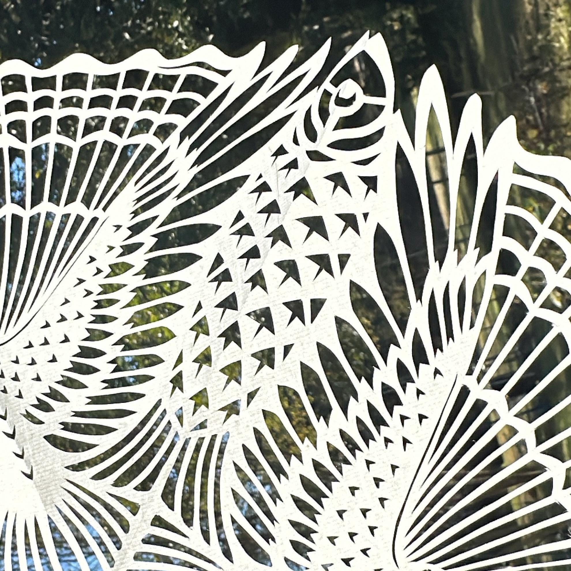 Hand Cut Snowflake Paper Art: Eagle, Fish and Seashell, 13" Home Decor ...