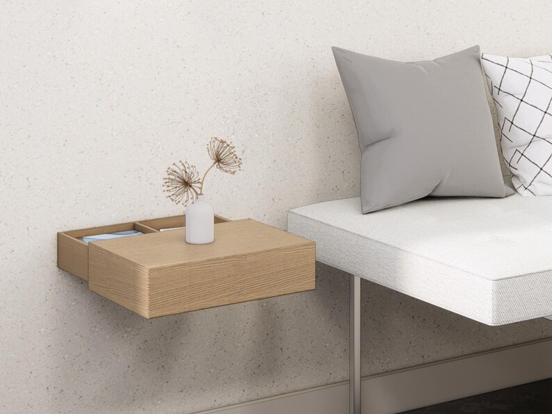 Floating Bedside Table With Secret Drawer, Solid Wood Nightstand ...