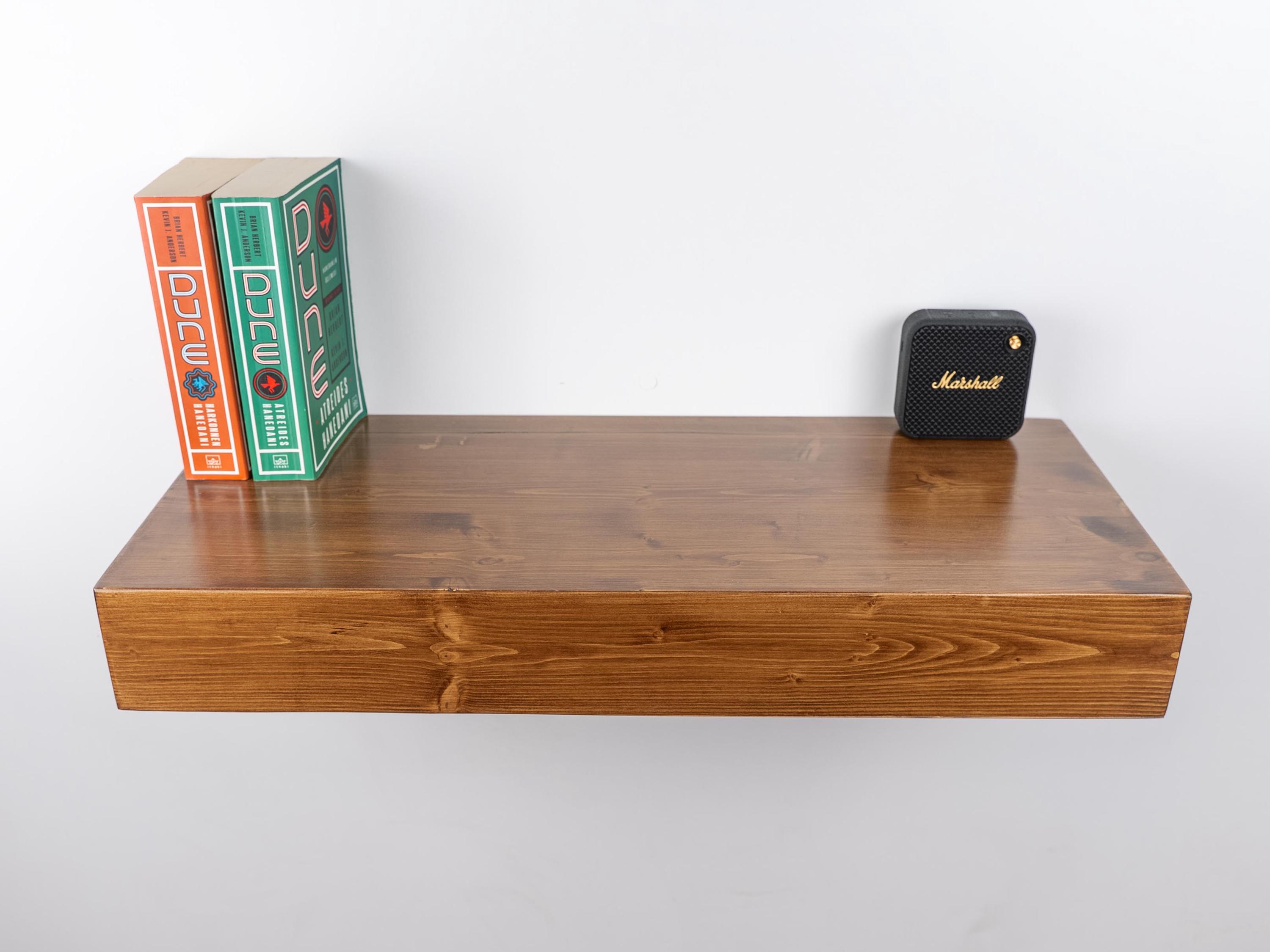 Solid Wood Floating Shelf With Hidden Compartment, Wall Mounted Shelf ...