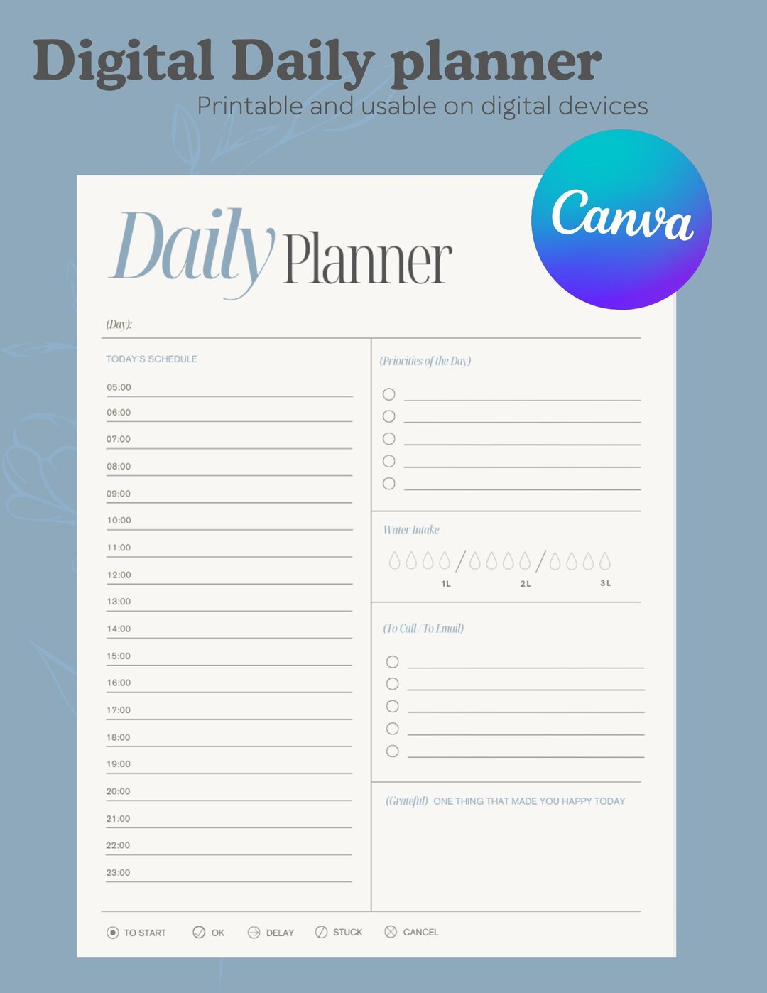Daily Planner, Printable Planner, Minimalistic Planner, Daily Schedule ...
