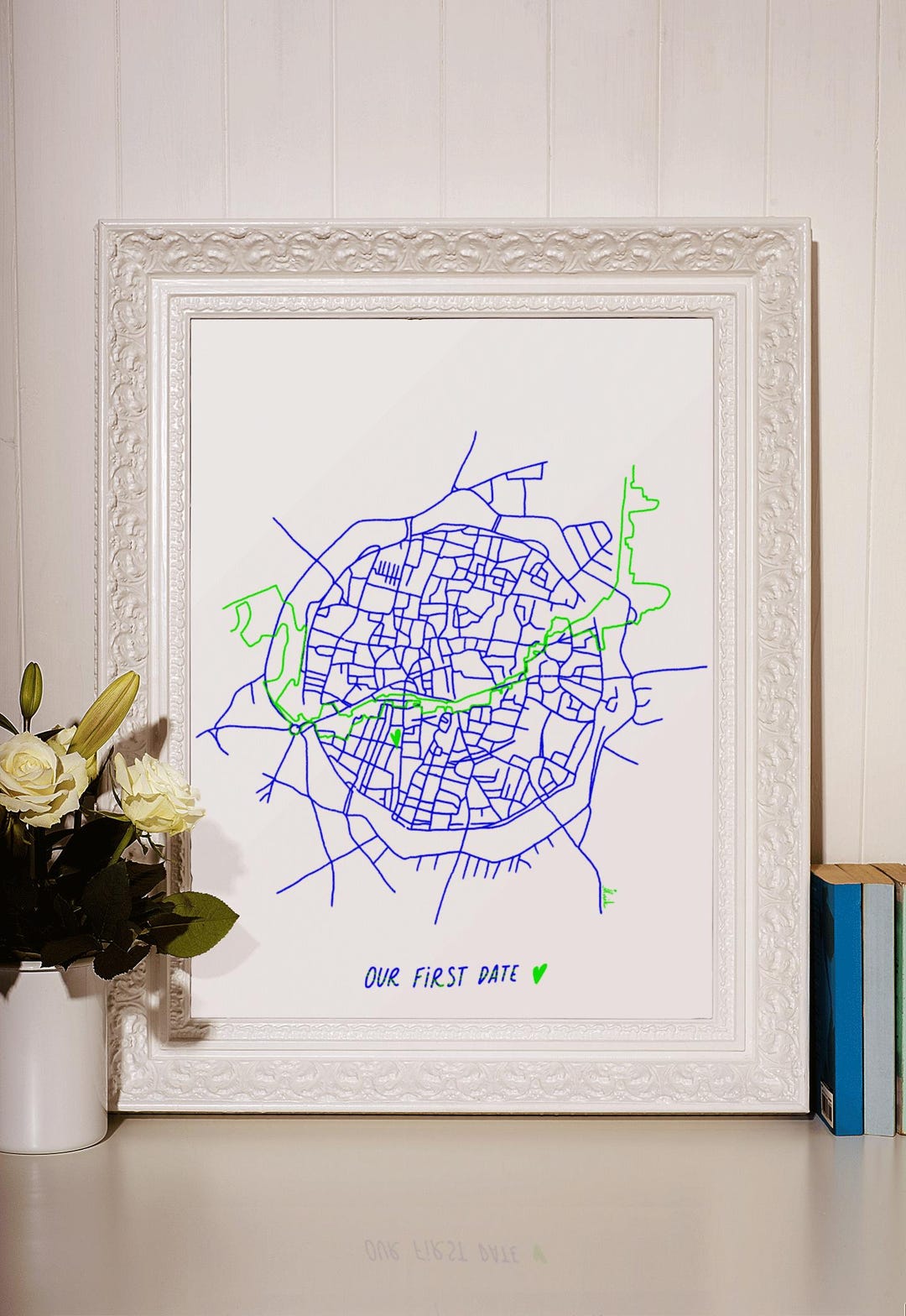 Custom Hand-drawn Map Print, Couples Map, Our First Date Map, Wedding ...