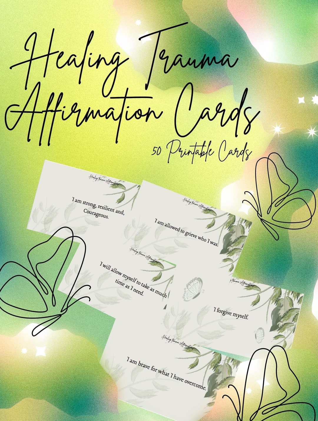 Healing Trauma Affirmation Printable Cards - Etsy