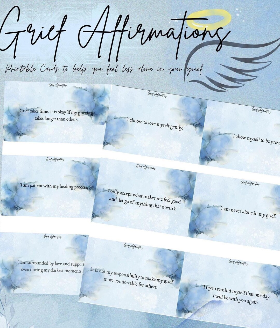 Printable Grief Affirmation Cards - Etsy