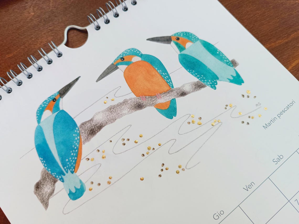 Bird Calendar 2025 A4 Illustrated Wall Calendar 21x29.7cm Moon Phases ...