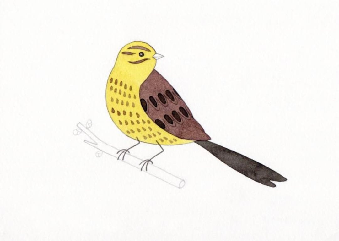 Original Art ~ Yellowhammer ~ Small Hand Painted Ink Illustration ...