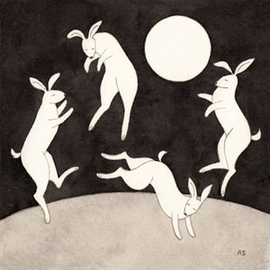 Dancing Hares Limited Edition Art Print Black and White Wall Art ...