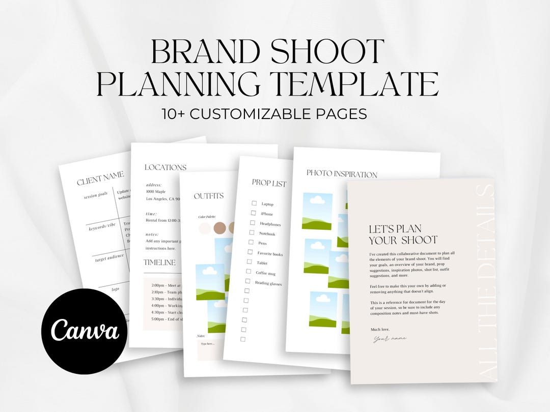 Brand Photoshoot Planning Template for Canva - Etsy