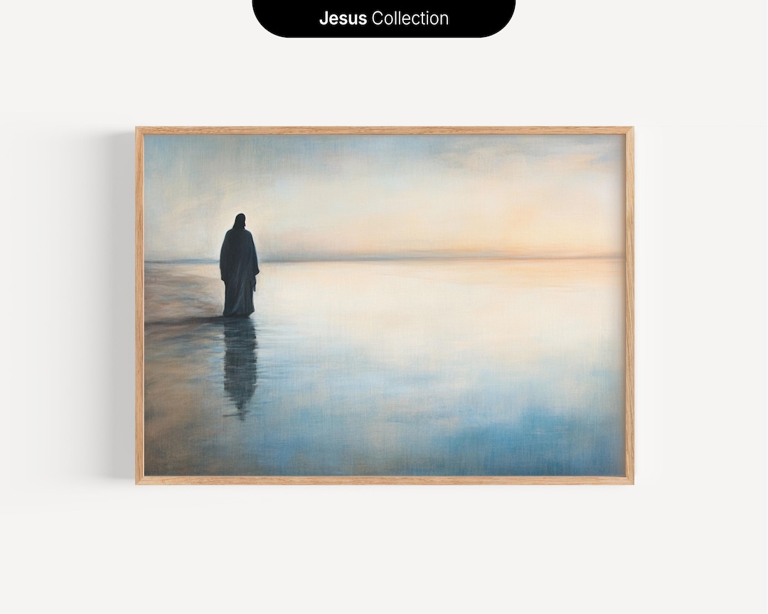 Risen Christ at Dawn, Jesus on Shoreline DIGITAL DOWNLOAD, Minimalist ...
