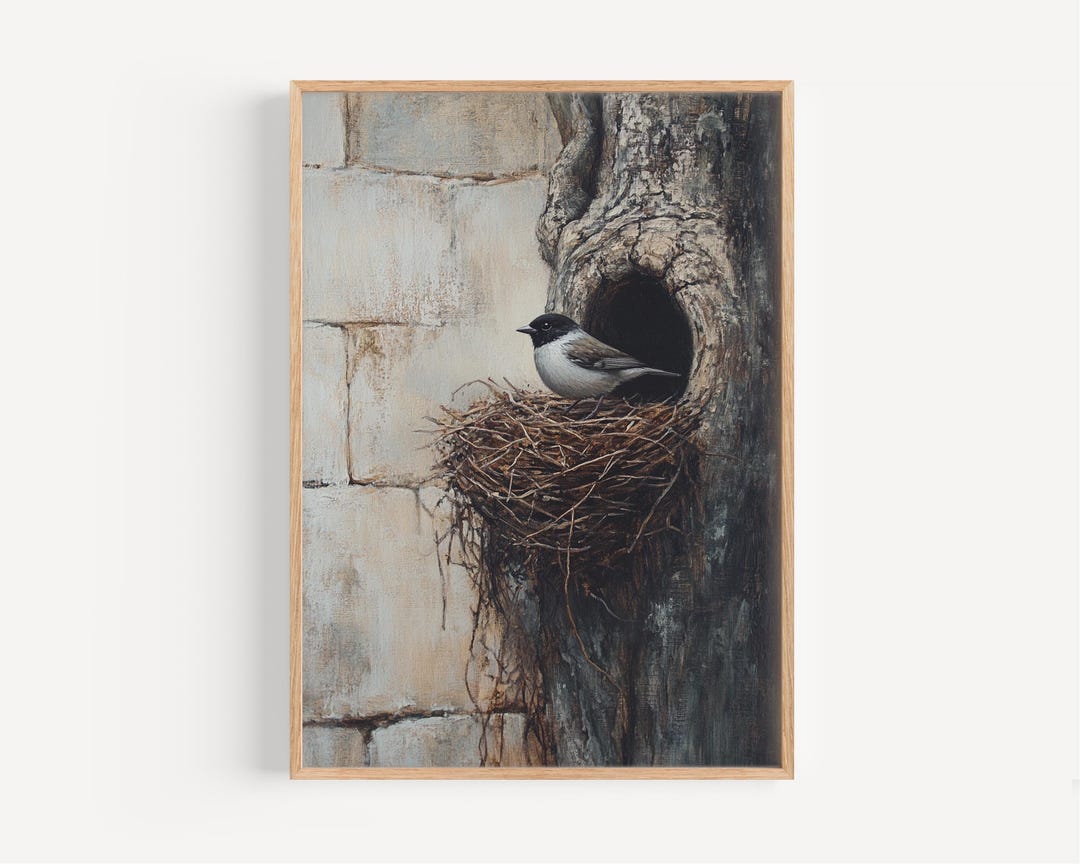 Sparrow in Nest, DIGITAL DOWNLOAD, Biblical Bird Painting, Rustic Tree ...