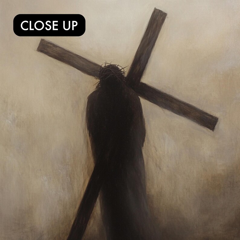 Jesus Carrying the Cross, Digital Download, Minimalist Oil Painting ...