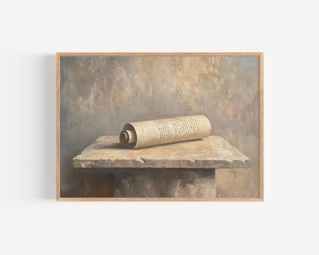 Ancient Scripture Scroll, Vintage Oil Painting Digital Download ...