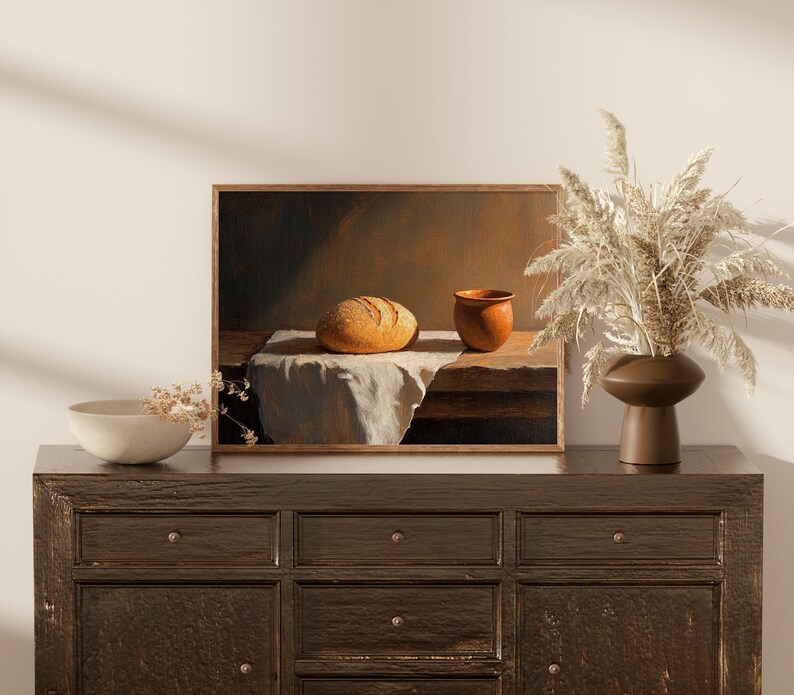 Last Supper Communion Table, Landscape DIGITAL DOWNLOAD, Bread and Wine ...