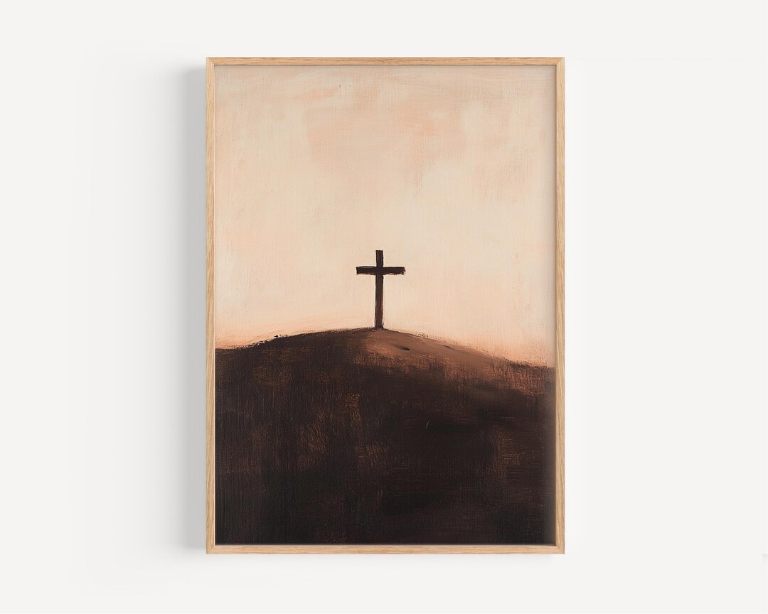 Jesus Cross on a Hill, Digital Download, Minimalist Christian Wall Art ...