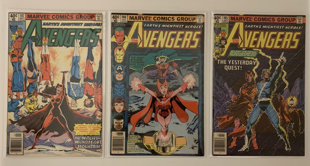 Avengers 185-187 Comic Lot 1979 Newsstand Scarlet Witch Quicksilver ...