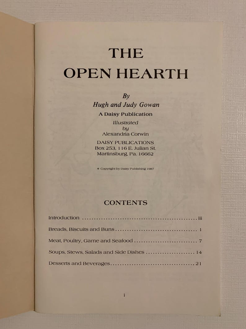 Vintage the Open Hearth Colonial Cookbook Hugh Judy Gowan 1987 28 Pg ...