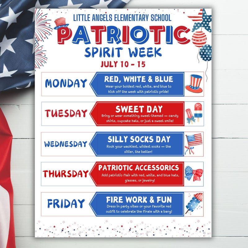 4th of July Spirit Weeks - Etsy