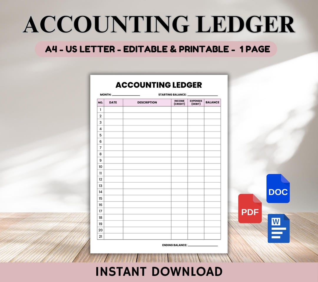 Editable Accounting Ledger Sheet Template, Accounting Ledger, Business ...