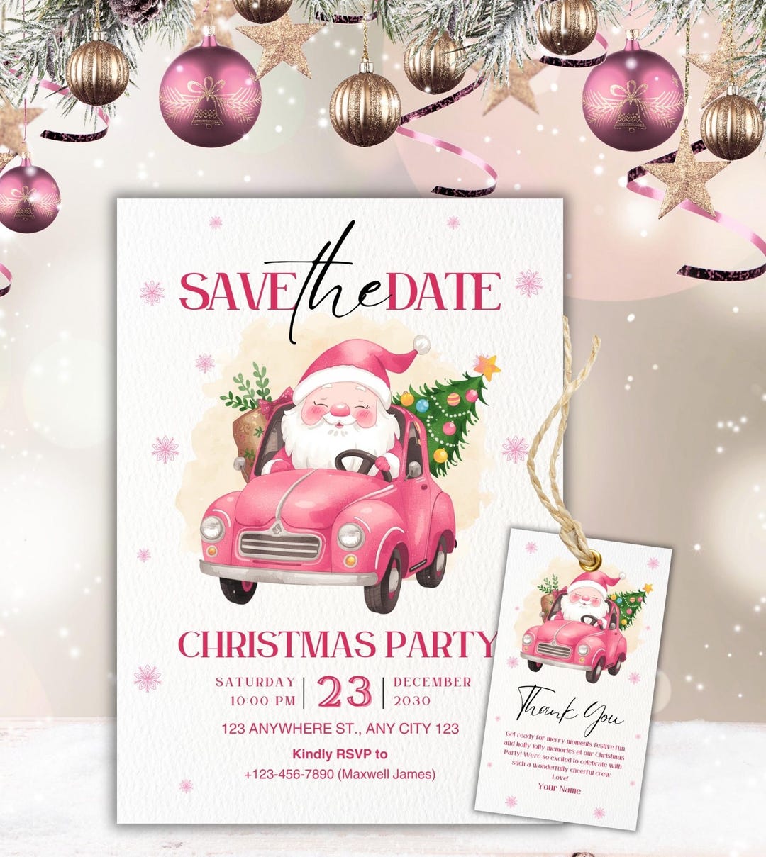 Editable Save the Date Christmas Invitation, Christmas Party Invitation ...