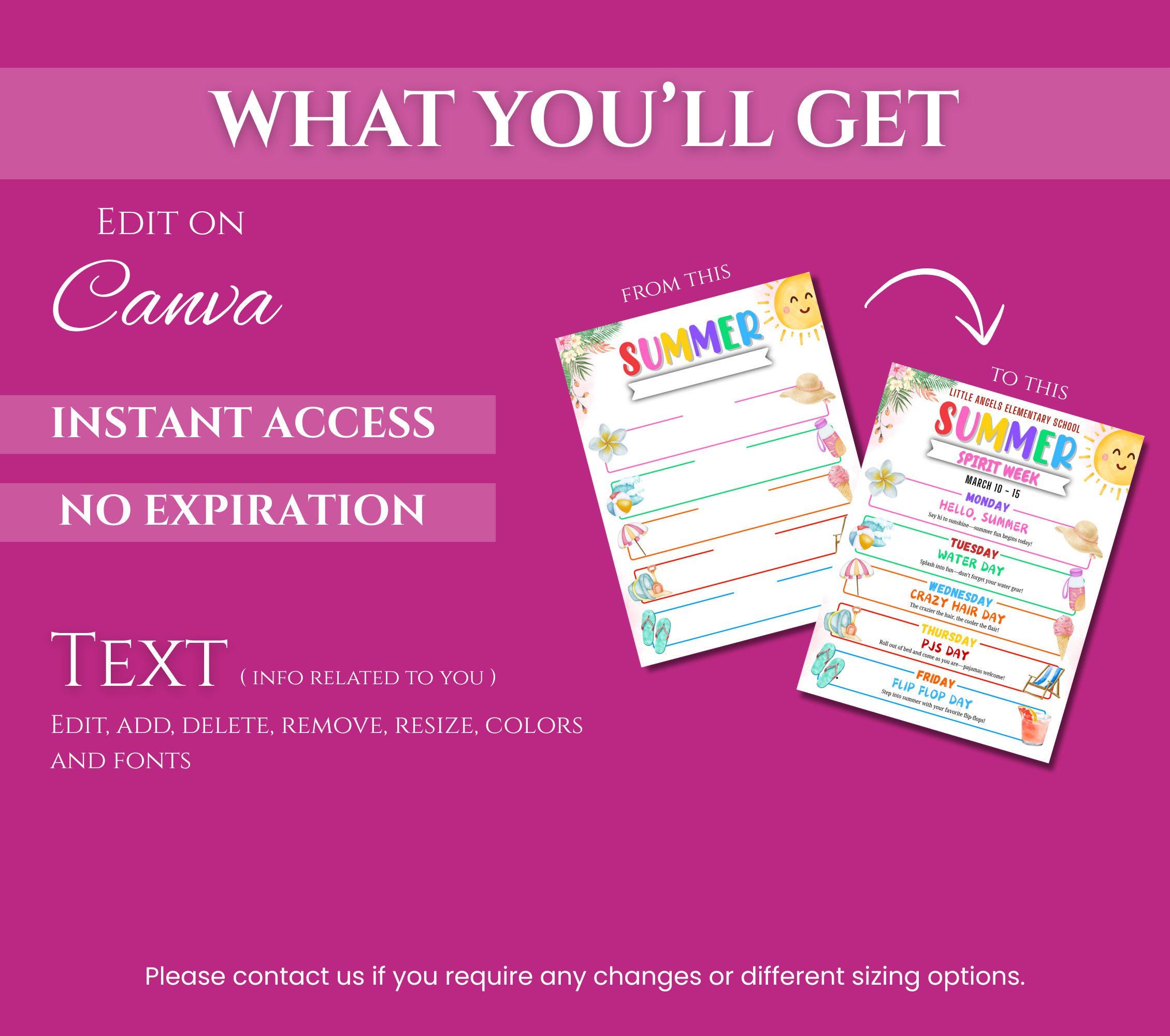 Editable Summer School Spirit Week Flyer, PTO Schedule, Summer ...