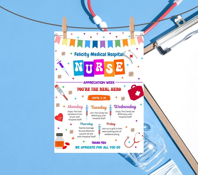 Nurse Appreciation Week Itinerary Template, Medical National Nurses ...