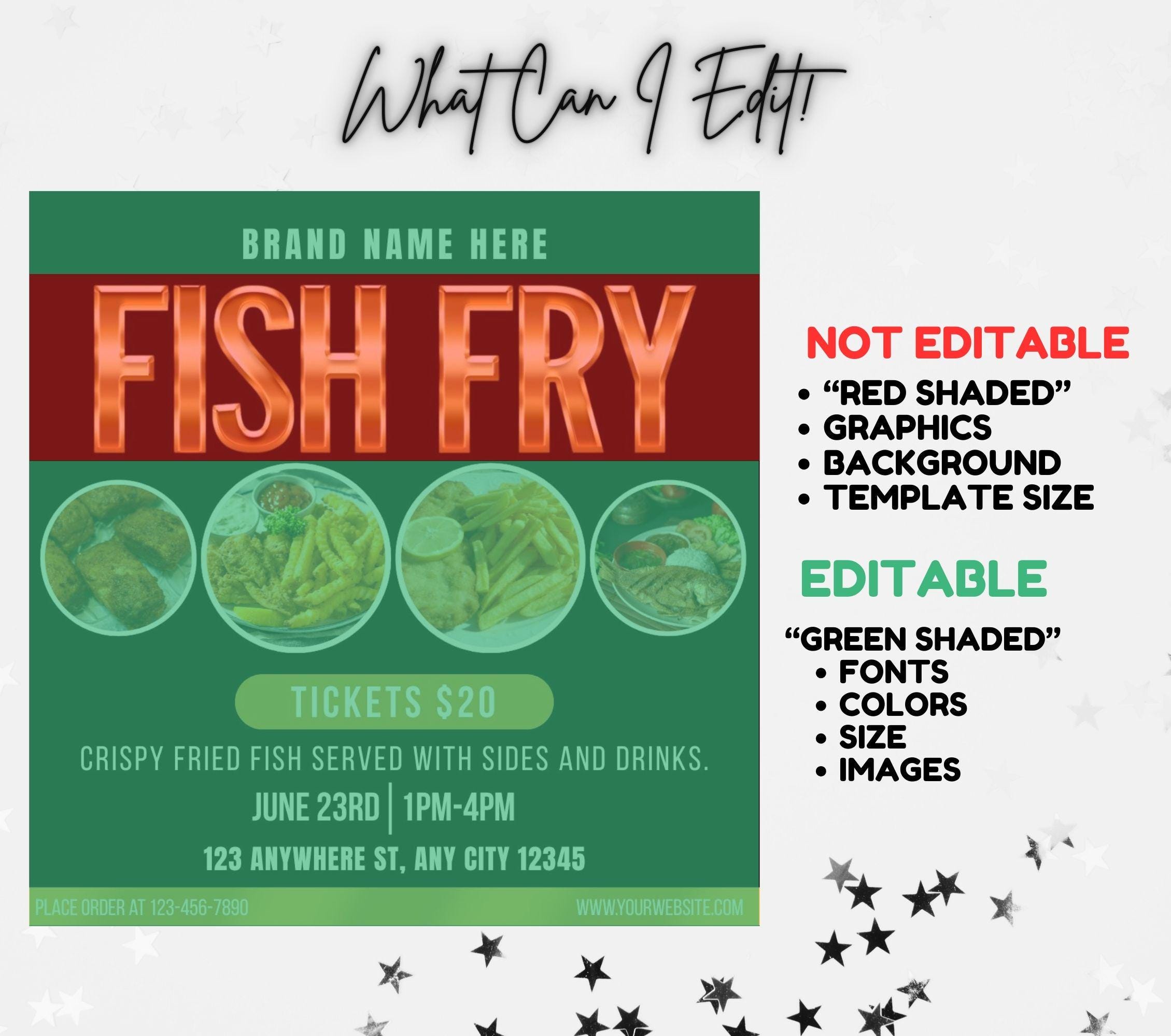 Editable Fish Fry Flyer Template, Chef Flyer, Cooking Event, Fundraiser ...