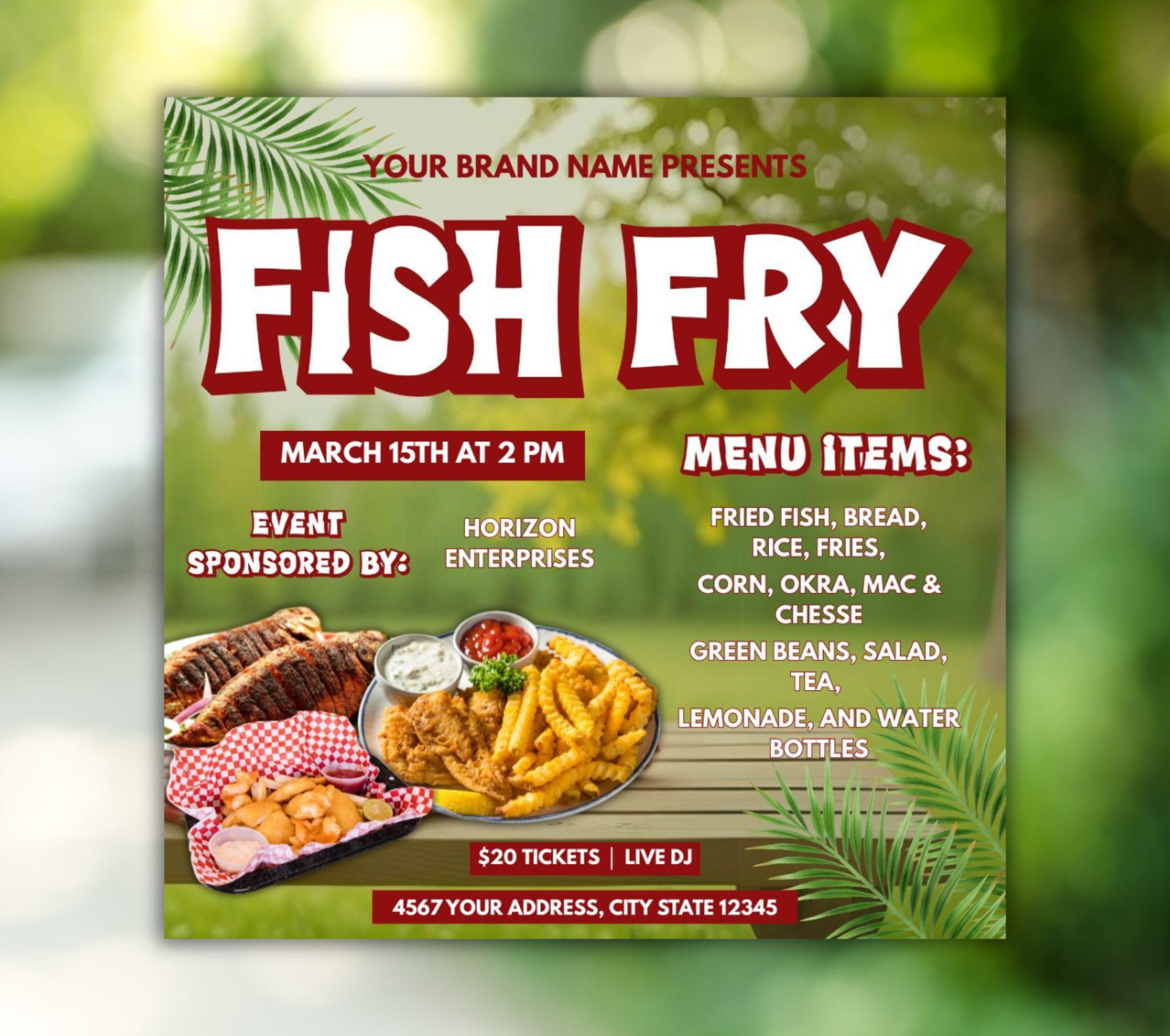 Fish Fry Fundraiser Flyer Template, Fish Fry Fundraiser Invitation ...