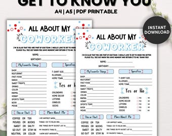 Employee Favorite Things Survey, Coworker Questions Printable, All ...