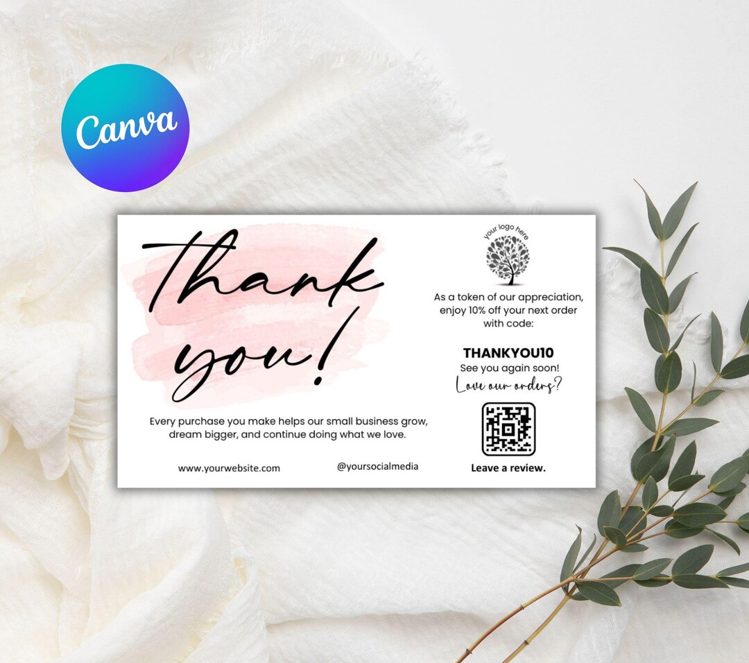 Editable Business Thank You Card Design, Small Business Thank You Card ...