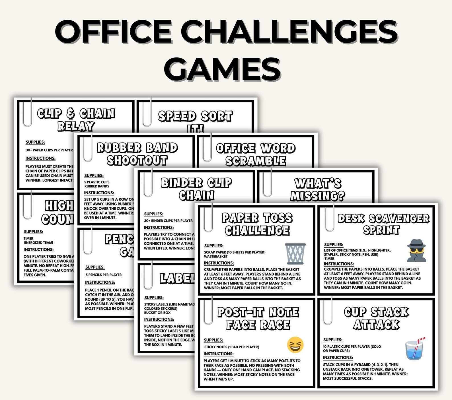 Office Minute Games Printable, Office Icebreaker Game, Office ...