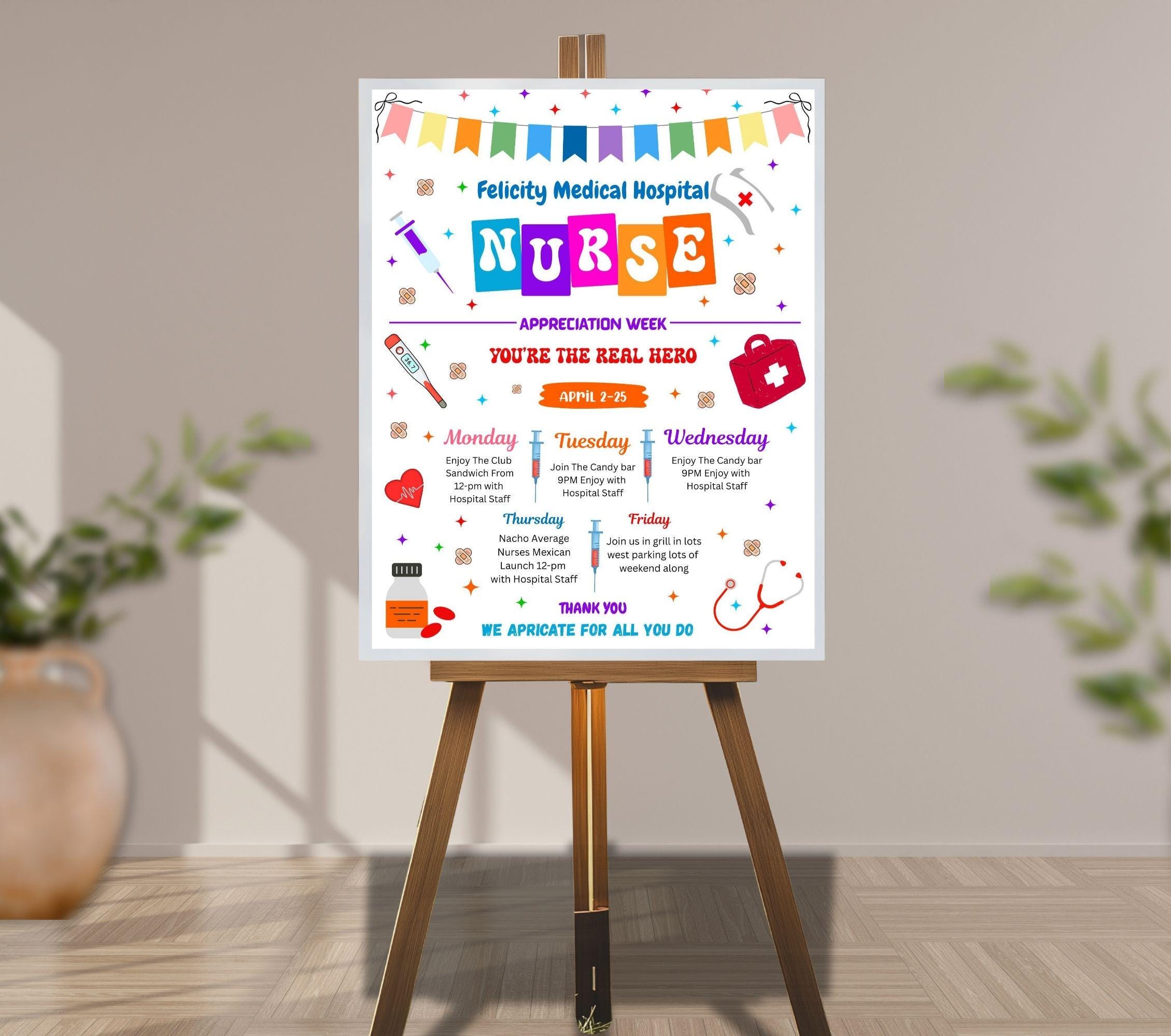 Nurse Appreciation Week Itinerary Template, Medical National Nurses ...