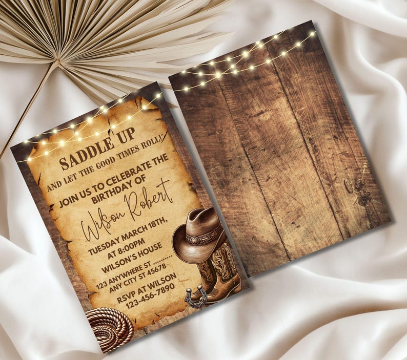 Editable Western Birthday Party Invitation, Printable Cowboy Birthday ...